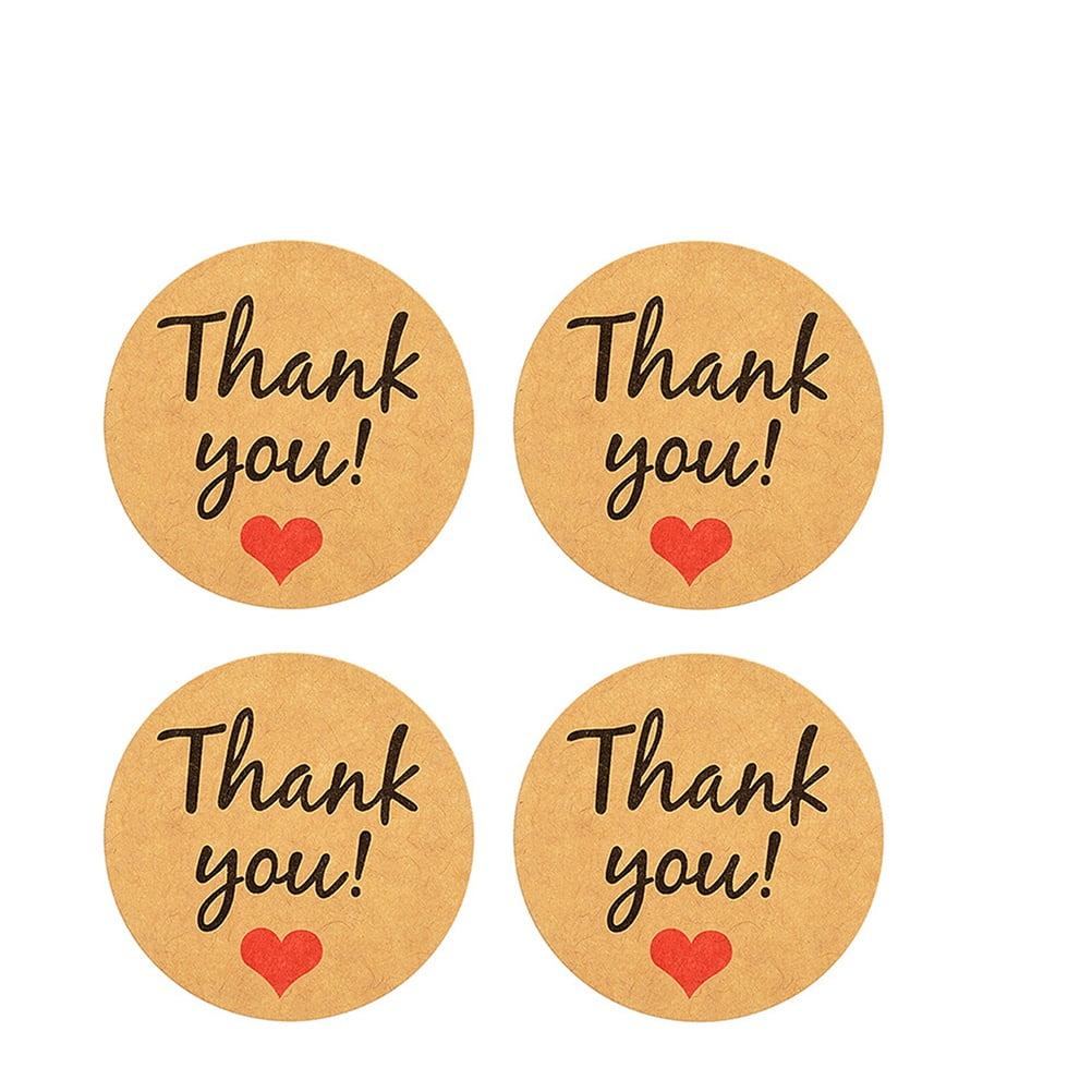 50pcs Kraft Paper Thank You Sticker Labels with Red Heart Adhesive ...