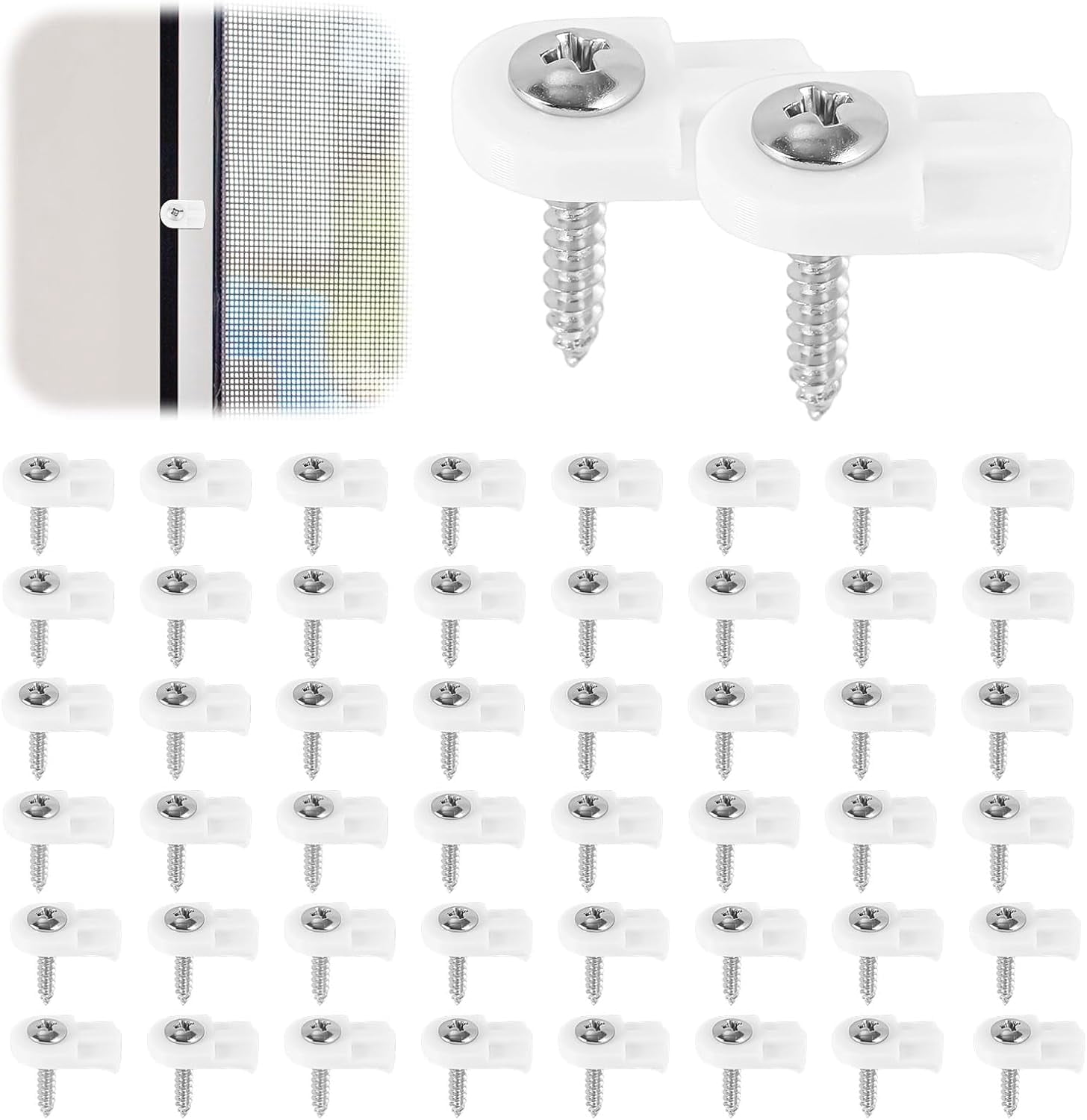 50pcs L5766 & PL7906 Window Screen Clips, Flush Mount Storm Window ...