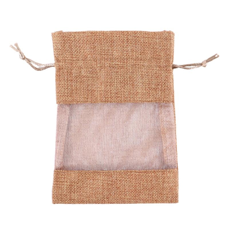 50pcs Lace Natural Jute Burlap Drawstring Bags Jewelry Gift Candy Bag ...