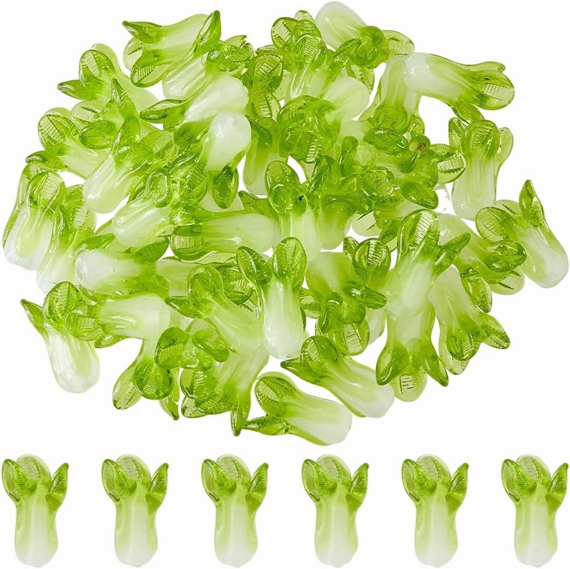 50pcs Lampwork Glass Beads Green Vegetable Lampwork Beads Cute Cabbage ...