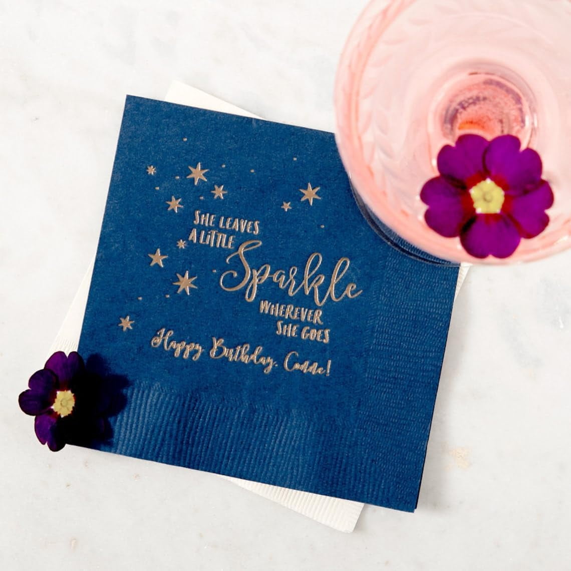 50pcs She Leaves a Little Sparkle Personalized Napkins - Cocktail ...