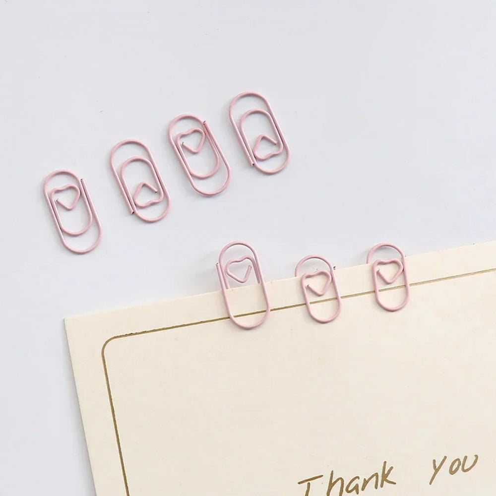 50pcs Love Heart Shape Paper Clips Mini Hollow Bookmarks Kawaii Tickets ...