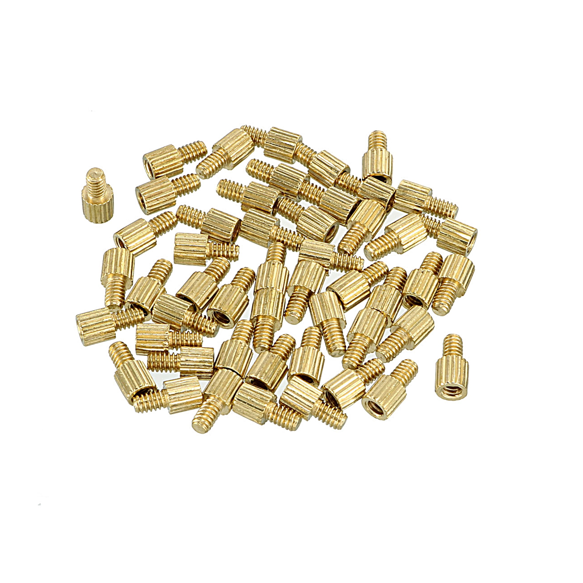50pcs M2 3+3mm Male Thread Brass Round Standoff Spacer Screws PCB ...