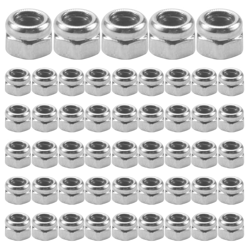 50pcs M2 Zinc Plated Self-Locking Nylon Insert Hex Lock Nuts - Walmart.com