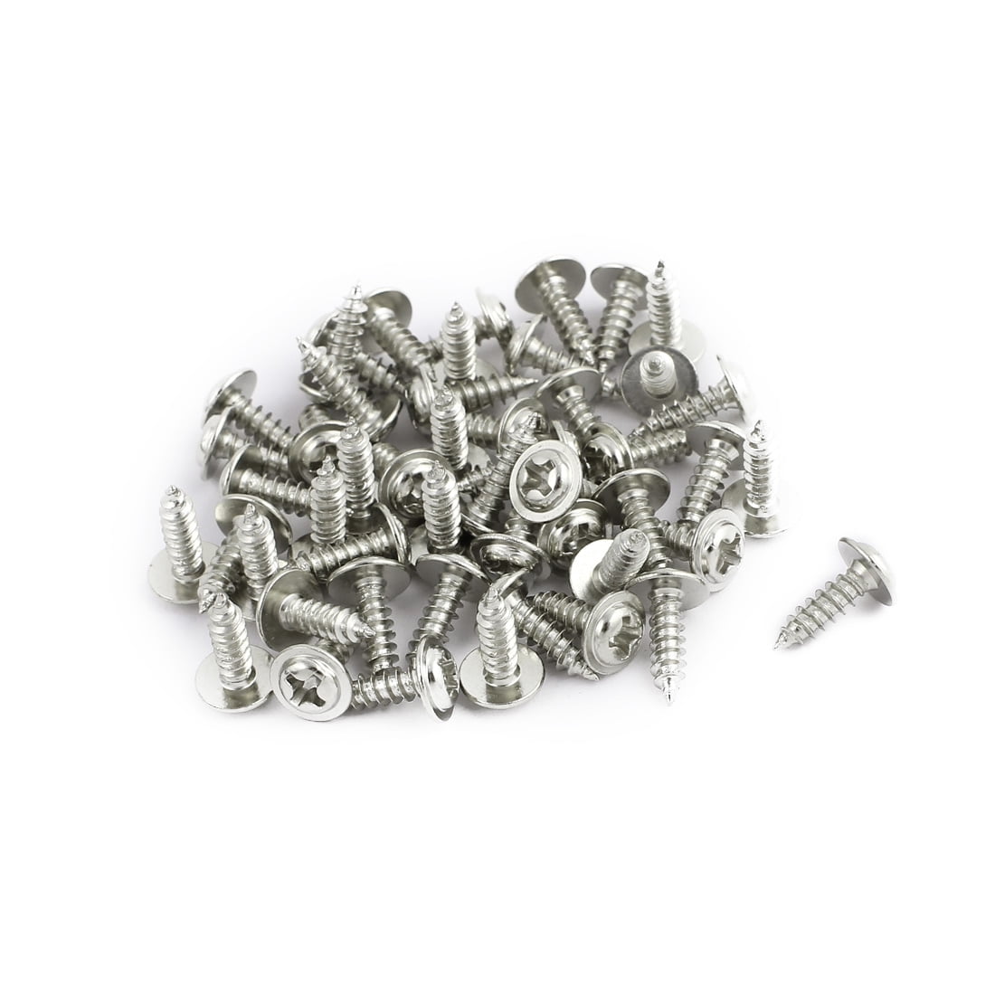 50pcs M3x10mm Stainless Steel Round Head Self Tapping Screws w Washer ...