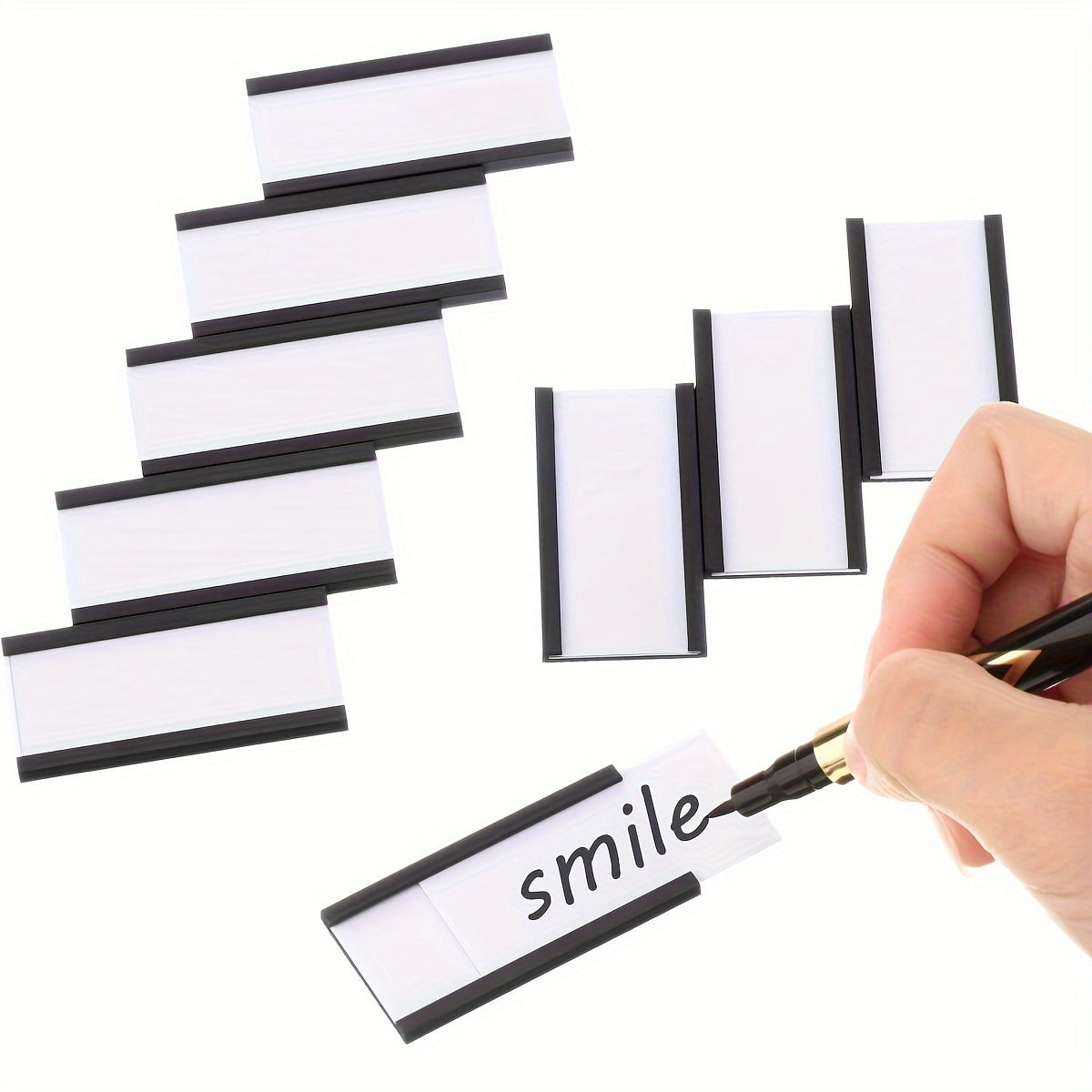 50pcs Magnetic Label Holders 1x2 Inch with Paper Insert & Clear Plastic ...