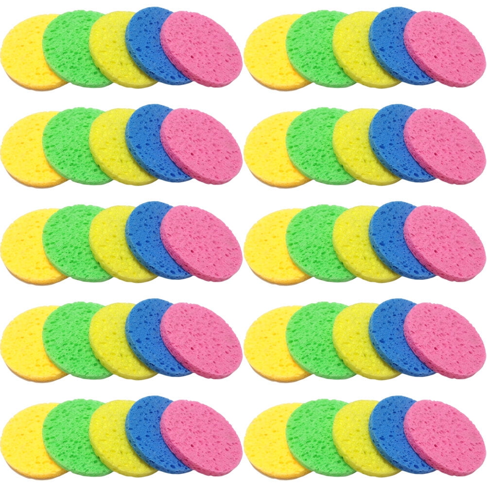 50pcs Makeup Removal Sponges Round Cellulose Sponges Face Washing ...