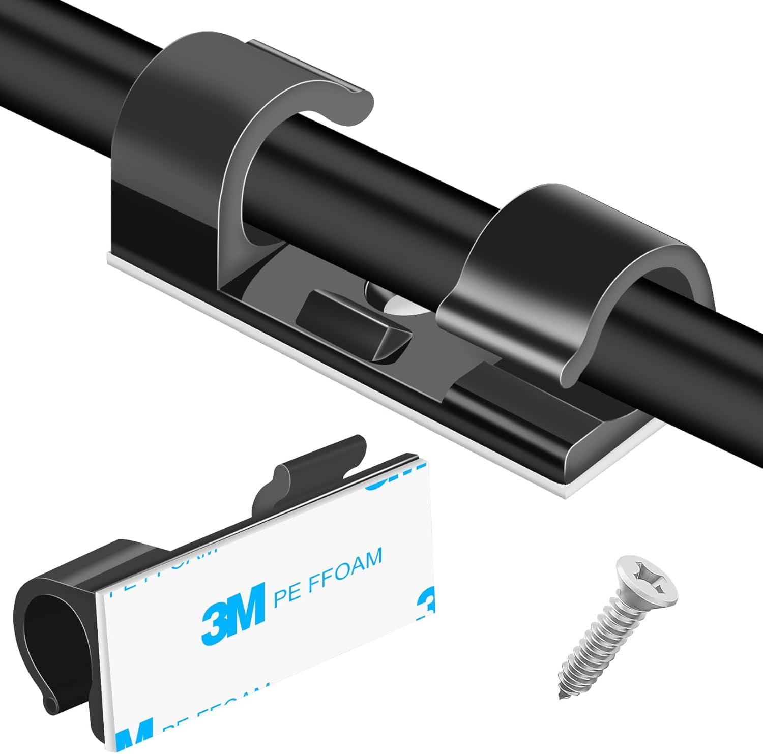 50pcs Medium Self Adhesive Cable Clips Black,Wire Clips Cable ...