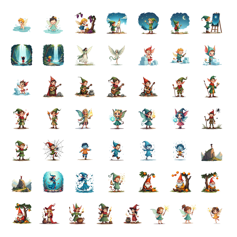 50pcs Mermaid Stickers Nature Kids Waterfall Magical Decorative ...