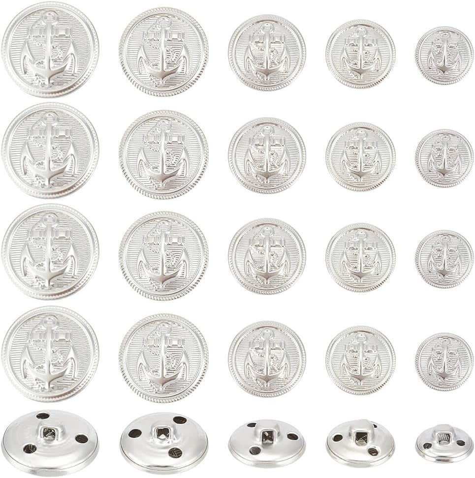 50pcs Metal Blazer Button Set 15mm 18mm 20mm 23mm 25mm Flat Round Brass ...