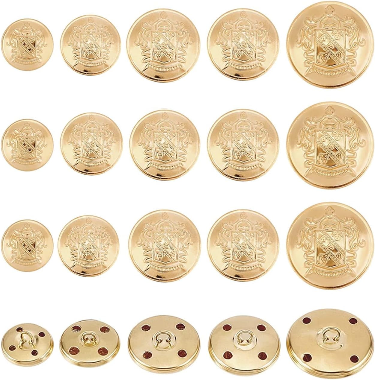 50pcs Metal Blazer Button Set Emblem Crest Vintage Shank Buttons 15mm ...