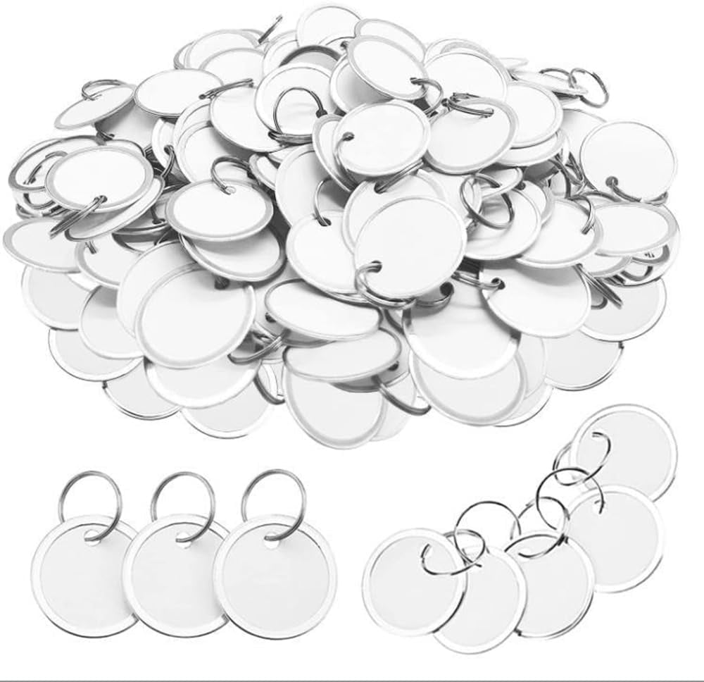 50pcs Metal Edge Key Tags, 31mm Round Metal Hang Tags, Double-Sided ...