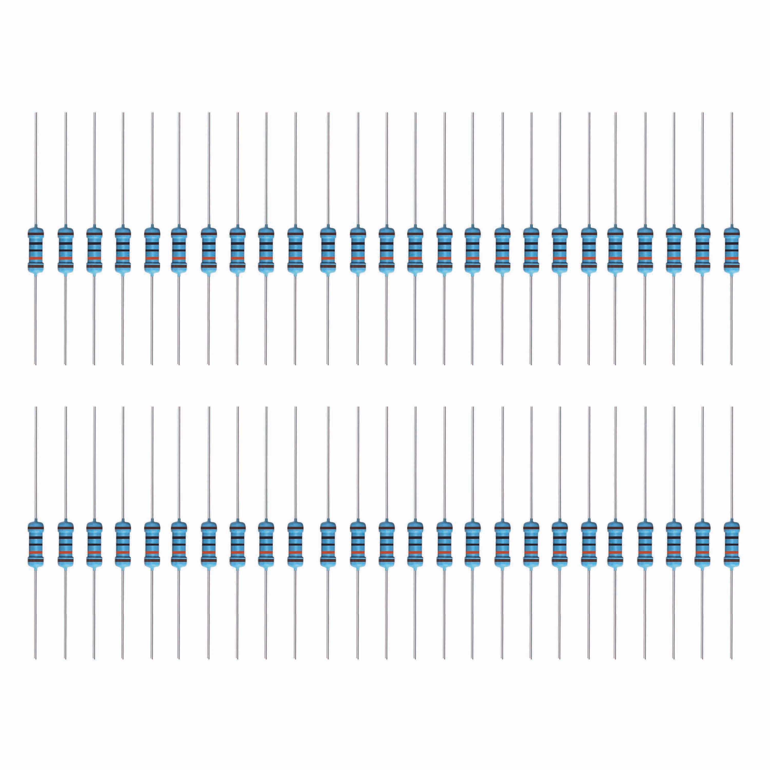 50pcs Metal Film Resistor 1W(1Watt) ±1% Tolerance Metal Film Fixed ...