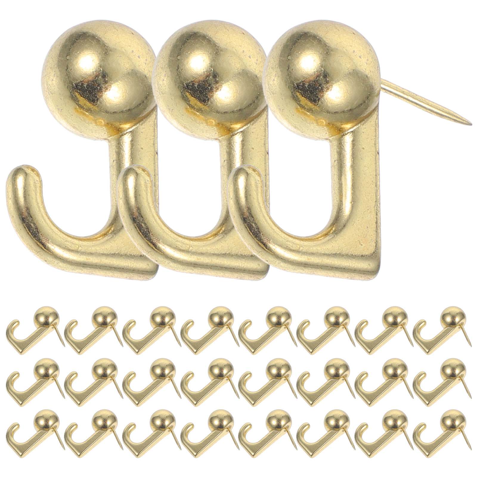 RENACLIPY Golden Zinc Alloy Push Pin Hooks for Home Office Use 50pcs ...