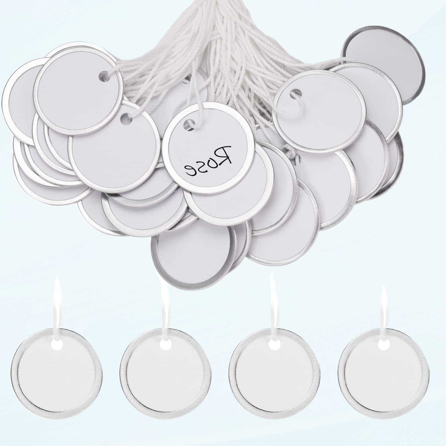 50pcs Metal Rim Key Tags, 1.22inch White Key Tags Round Paper Key Tags ...