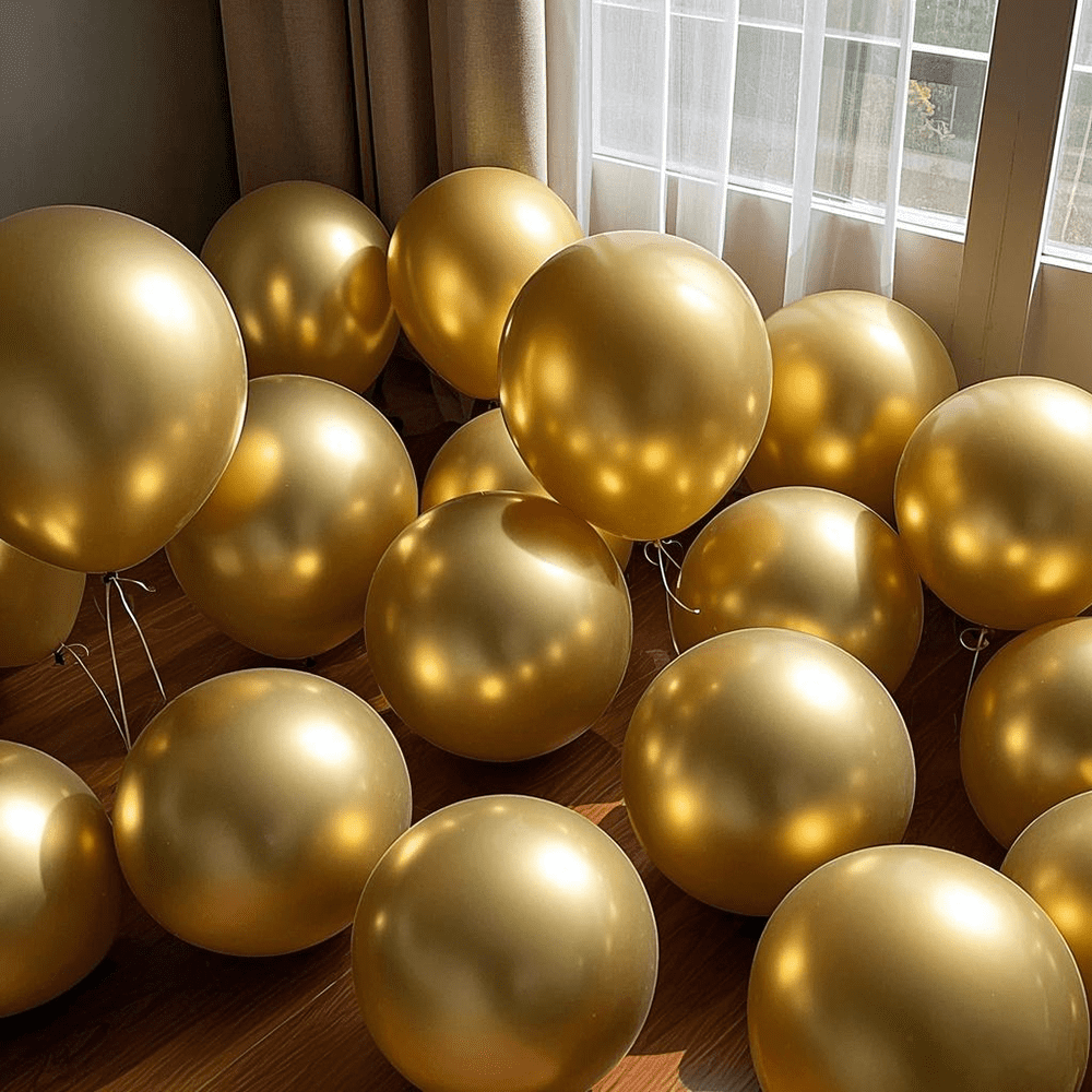 50pcs Metallic Ballon Birthday Balloons Metal Gold Chrome Silver Rose ...