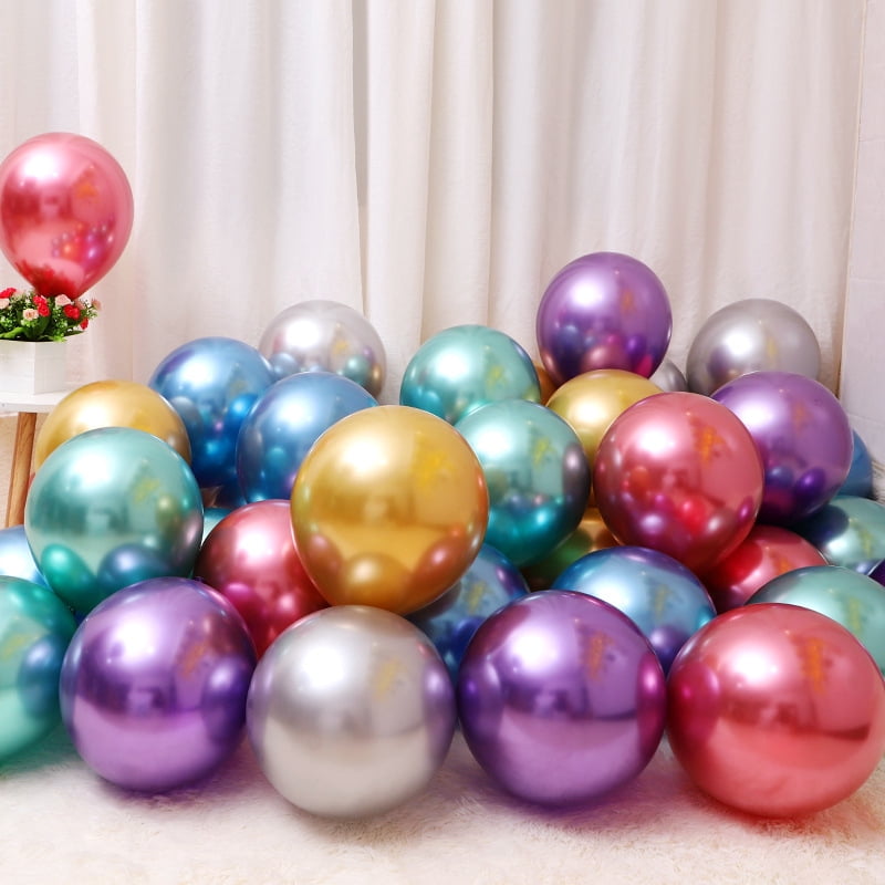 50pcs Metallic Ballon Birthday Balloons Metal Gold Chrome Silver Rose ...