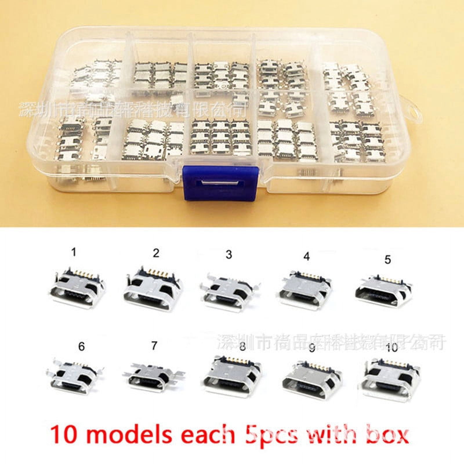 TABLZONE 50Pcs Micro USB Female Socket Copper Standard Port for USB ...