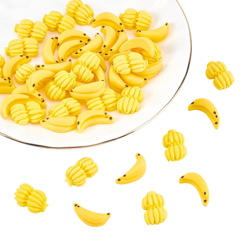 50pcs Mini Bananas Plastic Fruit Decor Cute 1/12 Scale Banana Models ...