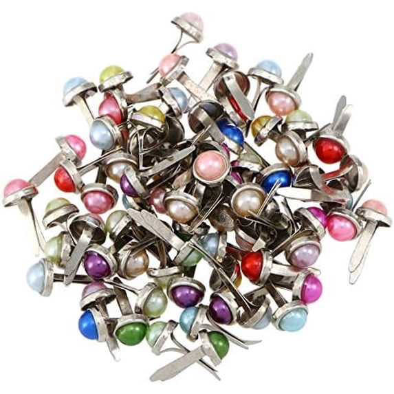 50pcs Mini Brads Paper Fasteners Brads Pearl Brads for Scrapbooking ...