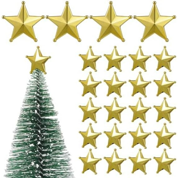 50pcs Mini Christmas Tree Star: Miniature Gold Christmas Tree Top Star ...