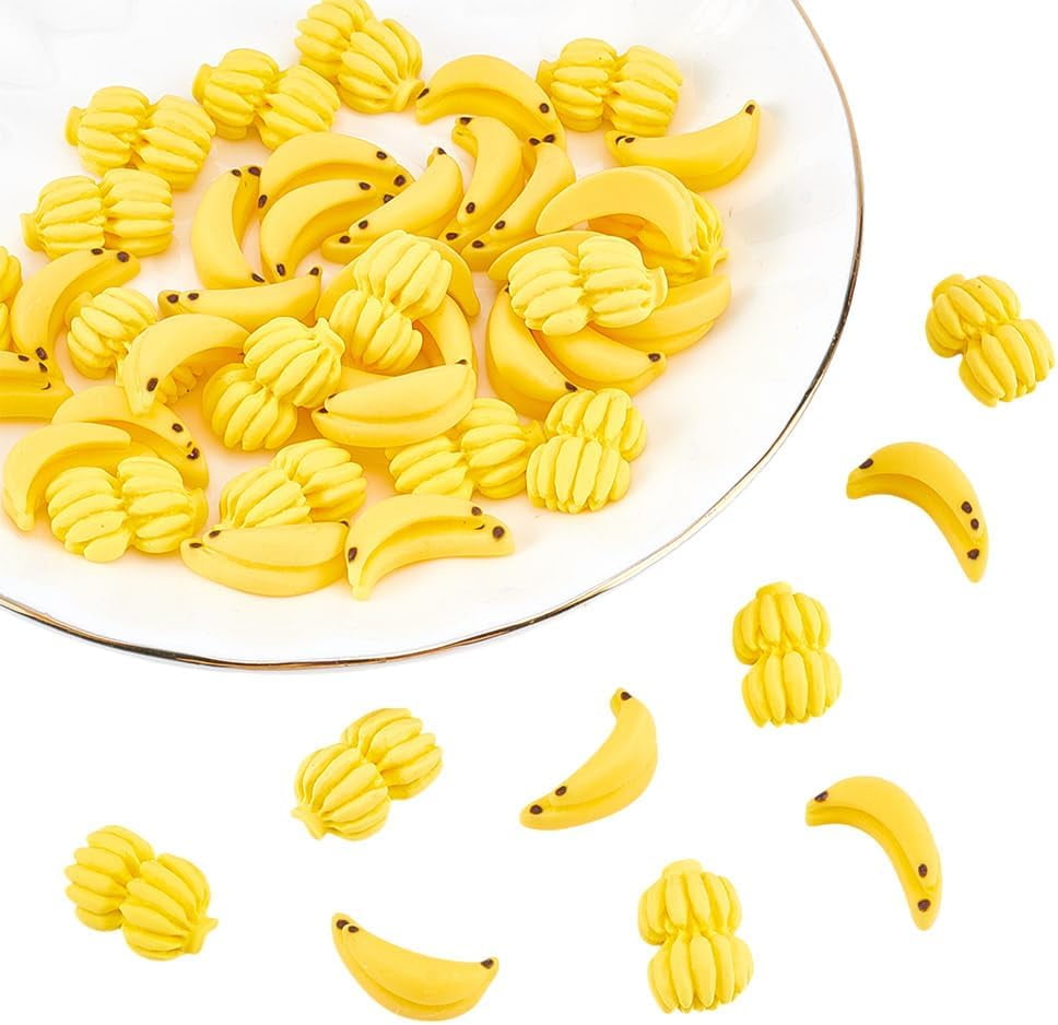 50pcs Mini Fake Bananas Plastic Fruit Decor Cute 1/12 Scale Banana ...