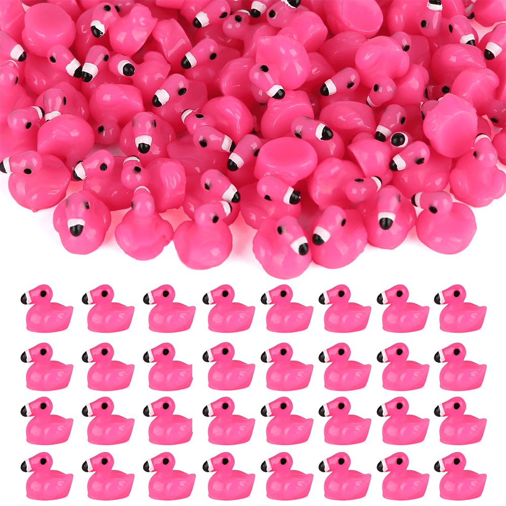 50pcs Mini Flamingo Resin Ducks, Pink Flamingo Figurine Tiny Resin ...