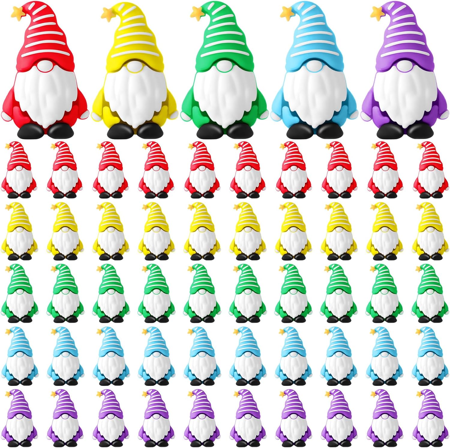 50pcs Mini Gnomes Figures, Rubber Tiny Gnomes Statues Small Gnome ...