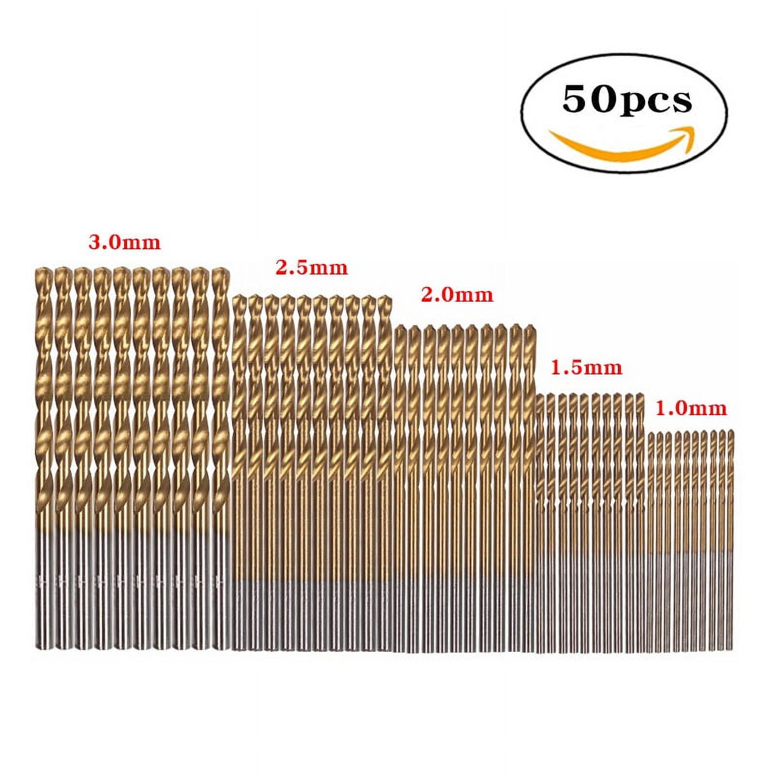 50pcs Mini Twist Drill Bit Set High Speed Steel Titanium Coated ...