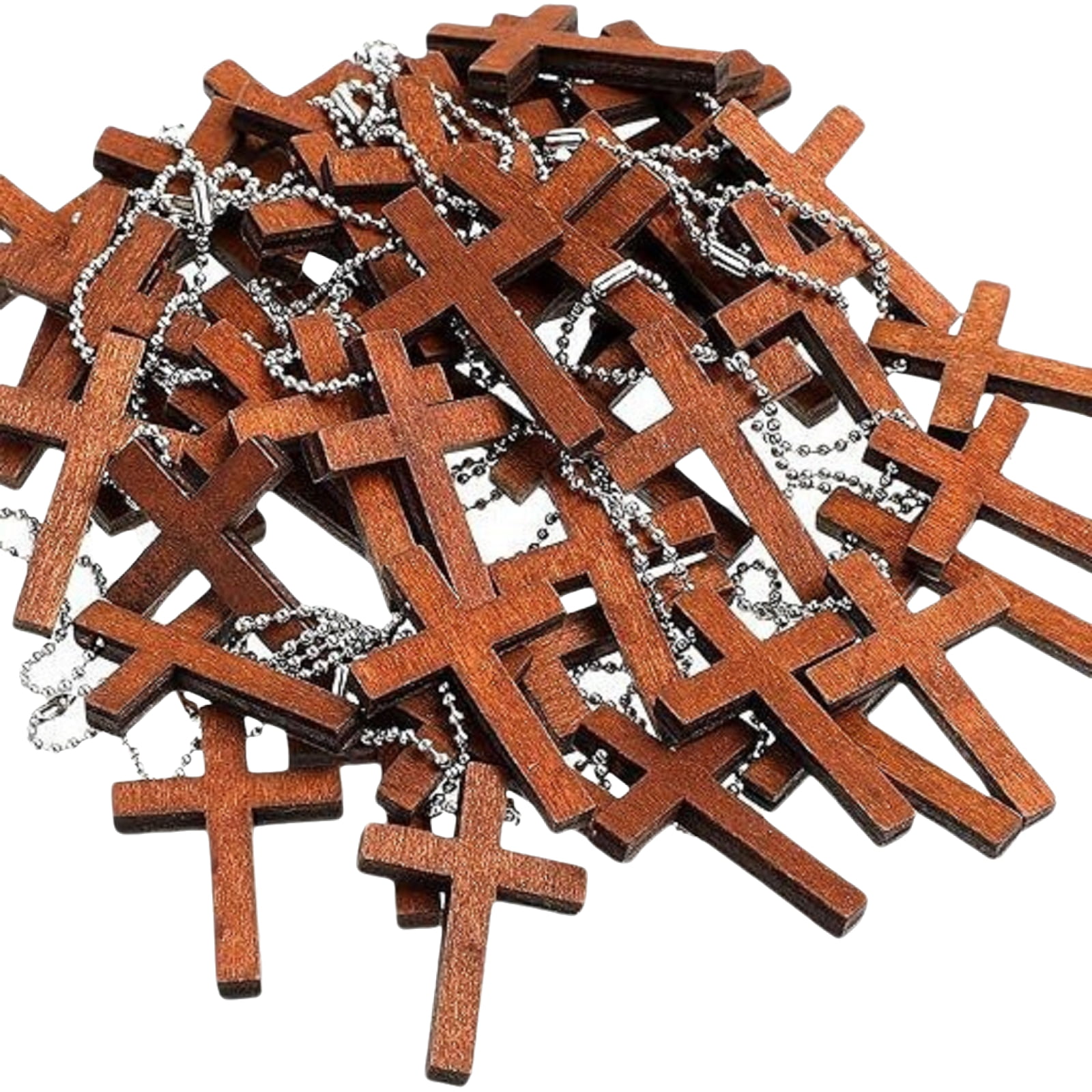 50pcs Mini Wooden Cross Pendants, Christian Wooden Cross Charm for ...