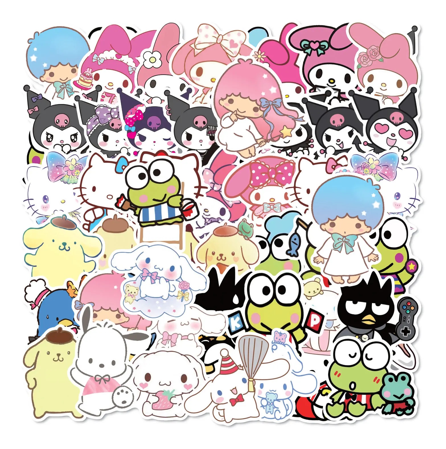 50pcs Mixed Sanrio Anime Stickers Cute Sticker Pack Waterproof Kuromi ...