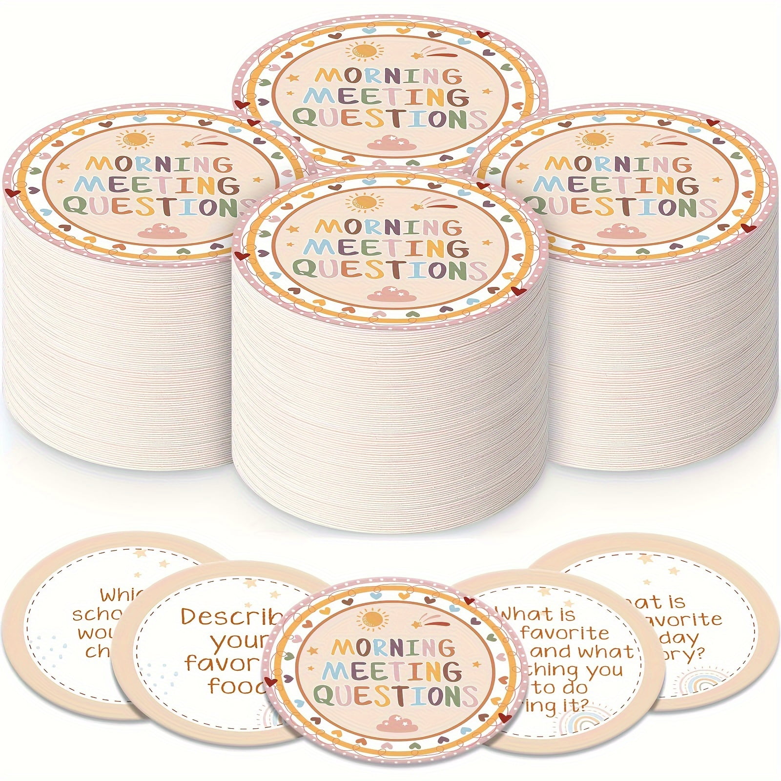 50pcs Morning Meeting Question Cards for Classroom, Colorful Round ...