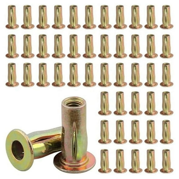 50pcs Multi-Grip Rivet Nut Kit,5/16-18 Rivet Nut Pre-Bulbed Shank, Plus Nut Zinc Plated Flat ...