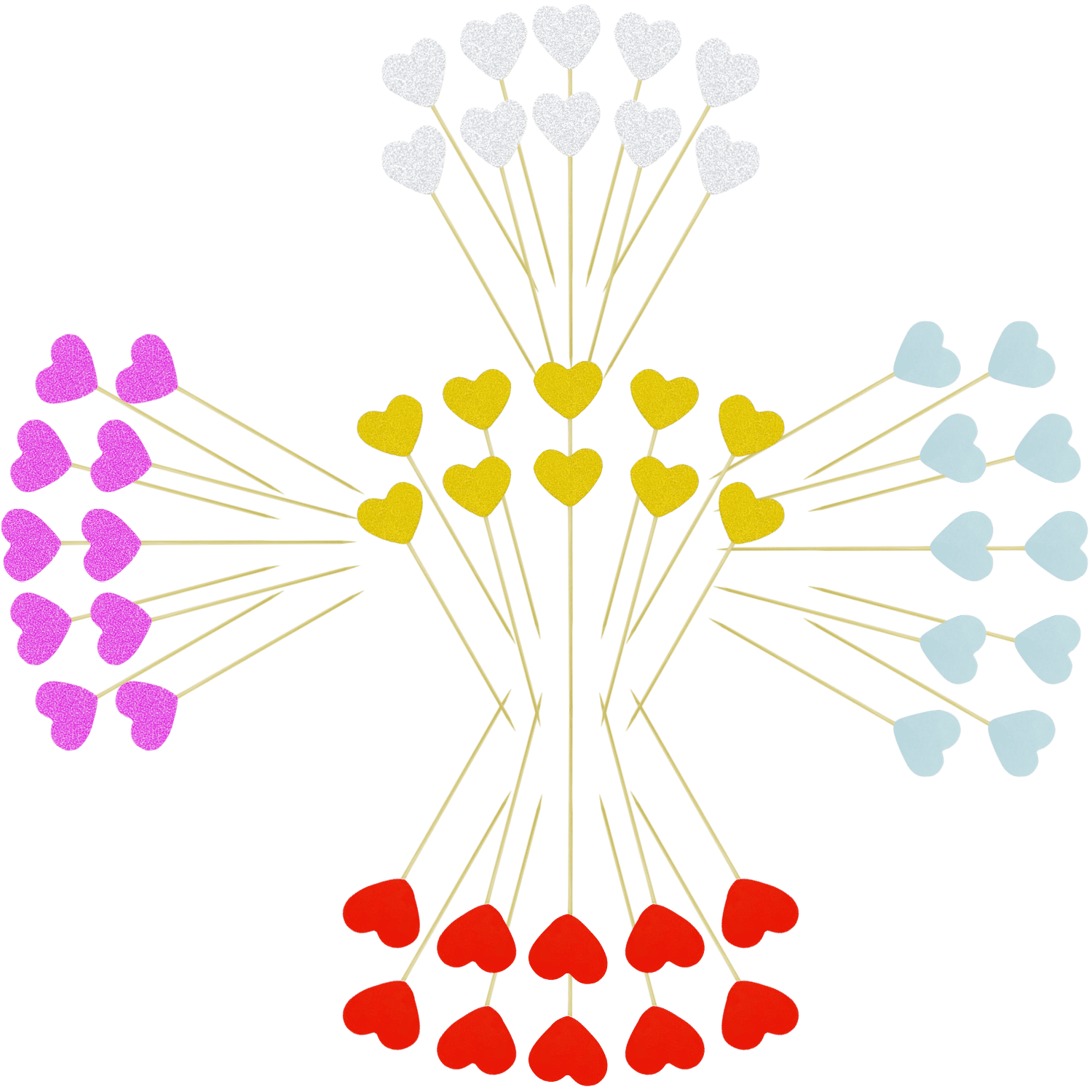 50pcs Multicolor Love Cupcake Toppers Mini Cake Toppers Food Decoration ...