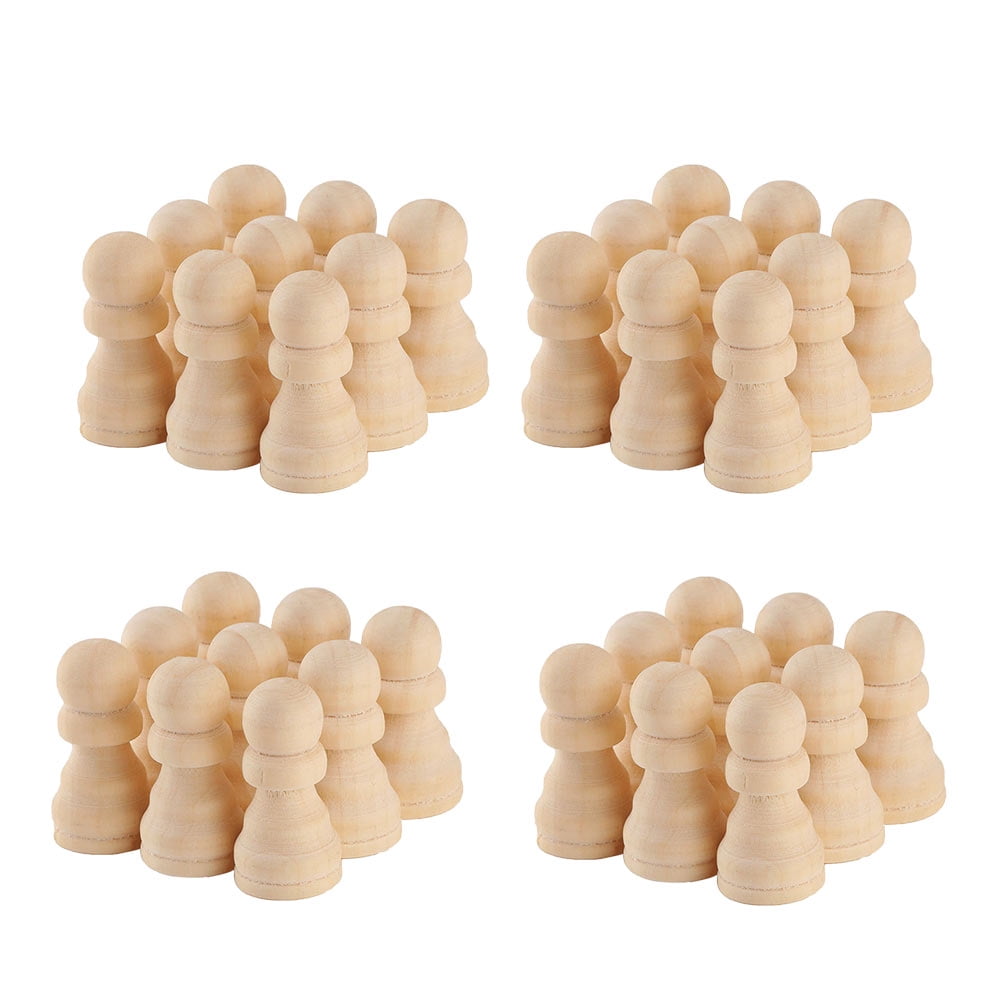 50pcs Natural Unpainted Wooden Chess Pieces Unfinished Blank Wooden ...