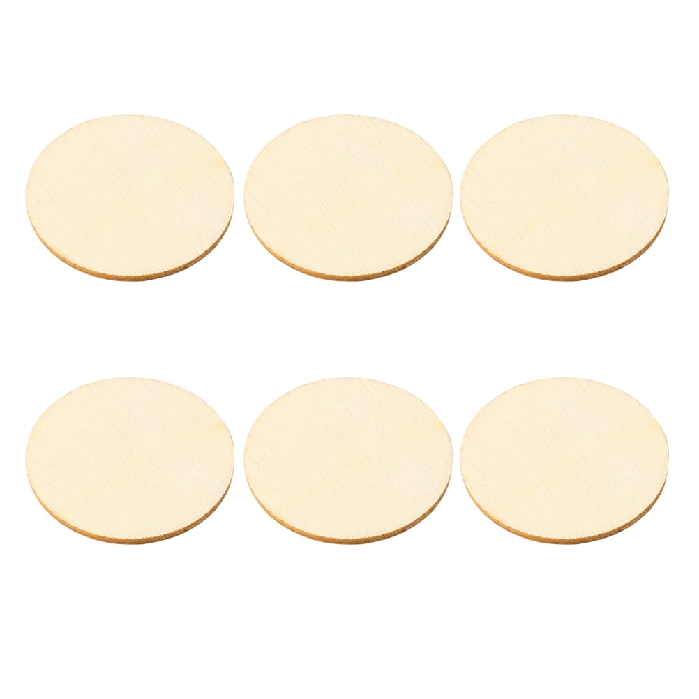 50pcs Natural Wood Pieces Slice Round Unfinished Wooden Discs for ...