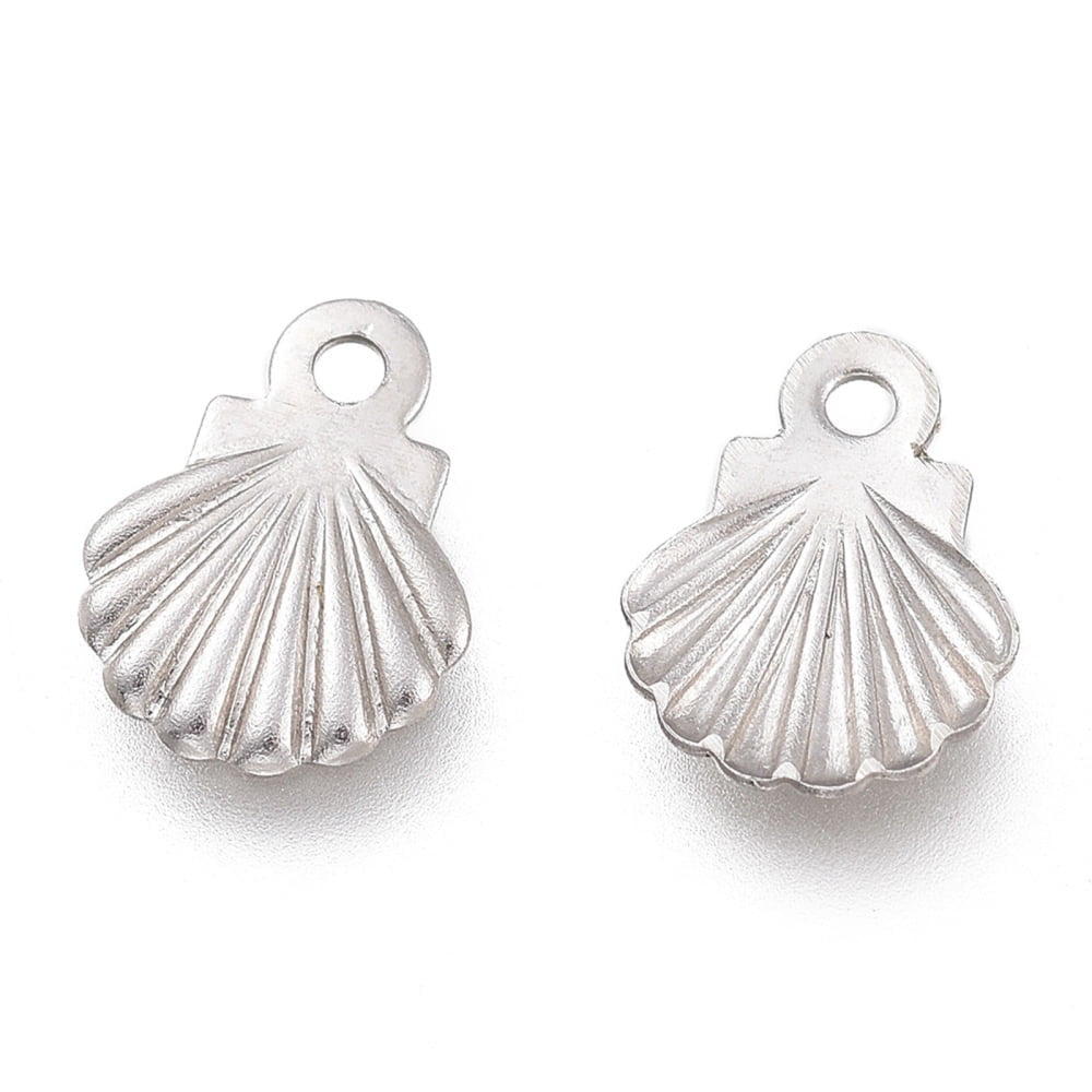 50pcs Non-Tarnish 304 Stainless Steel Laser Cut Scallop Shell Shape ...
