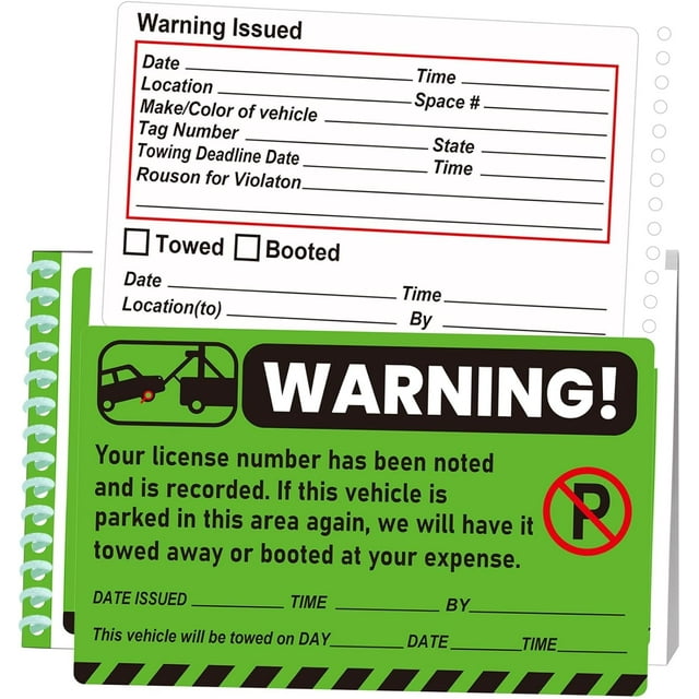 50pcs Notice Parking Violation Sticker Tow Warning You are Illegally ...