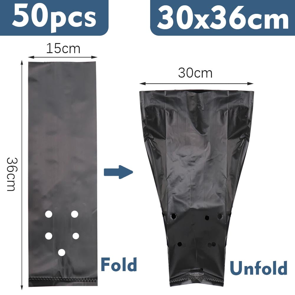 50pcs PE Black Seedling Planting Bag Breathable Nursery Plants ...