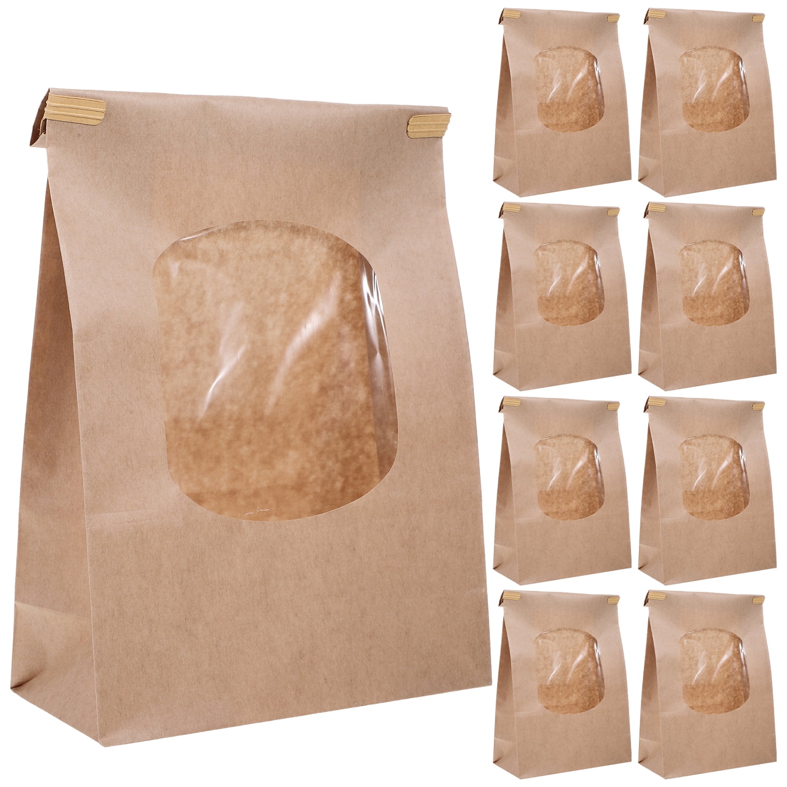 TEHAUX Paper Bread Bags With Window for Homemade Bread Household 50Pcs ...