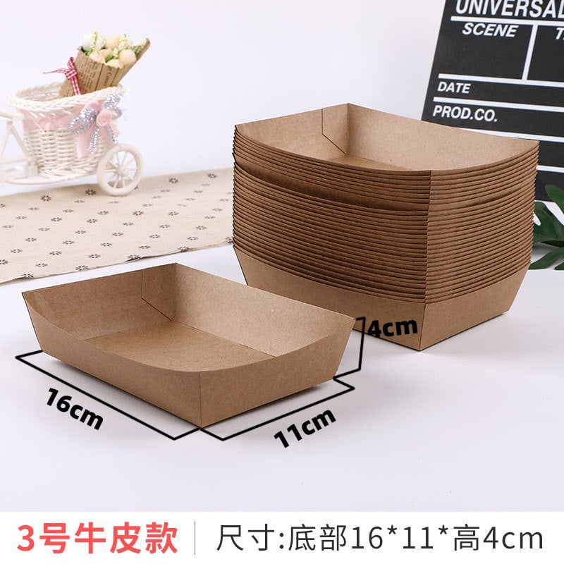 50pcs Paper Food Trays for Takeout Party Serving Portable Packaging ...