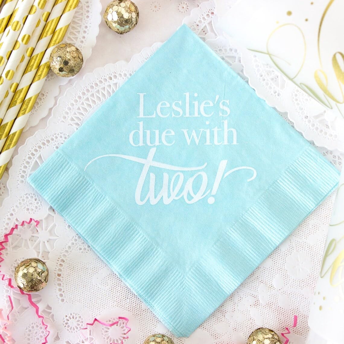 50pcs Personalized Baby Shower Cocktail Napkins，Custom Twins Baby ...