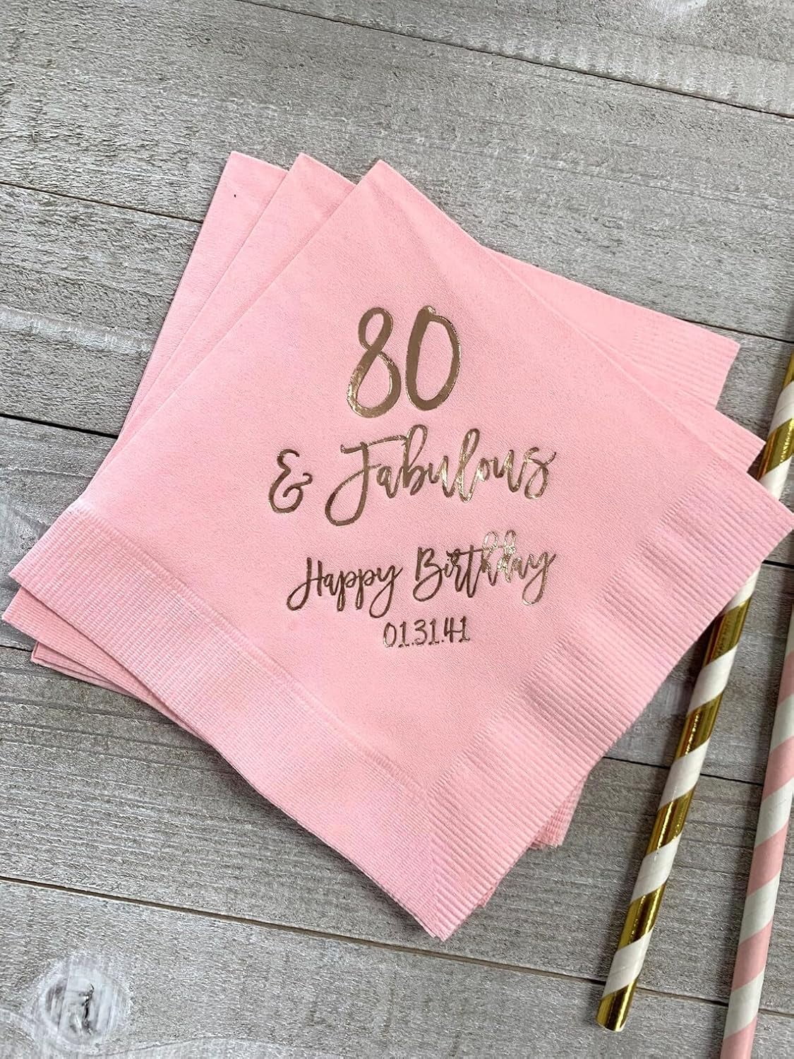 50pcs Personalized Birthday Napkins，Women Ladies Girl 40th 50th 60th ...