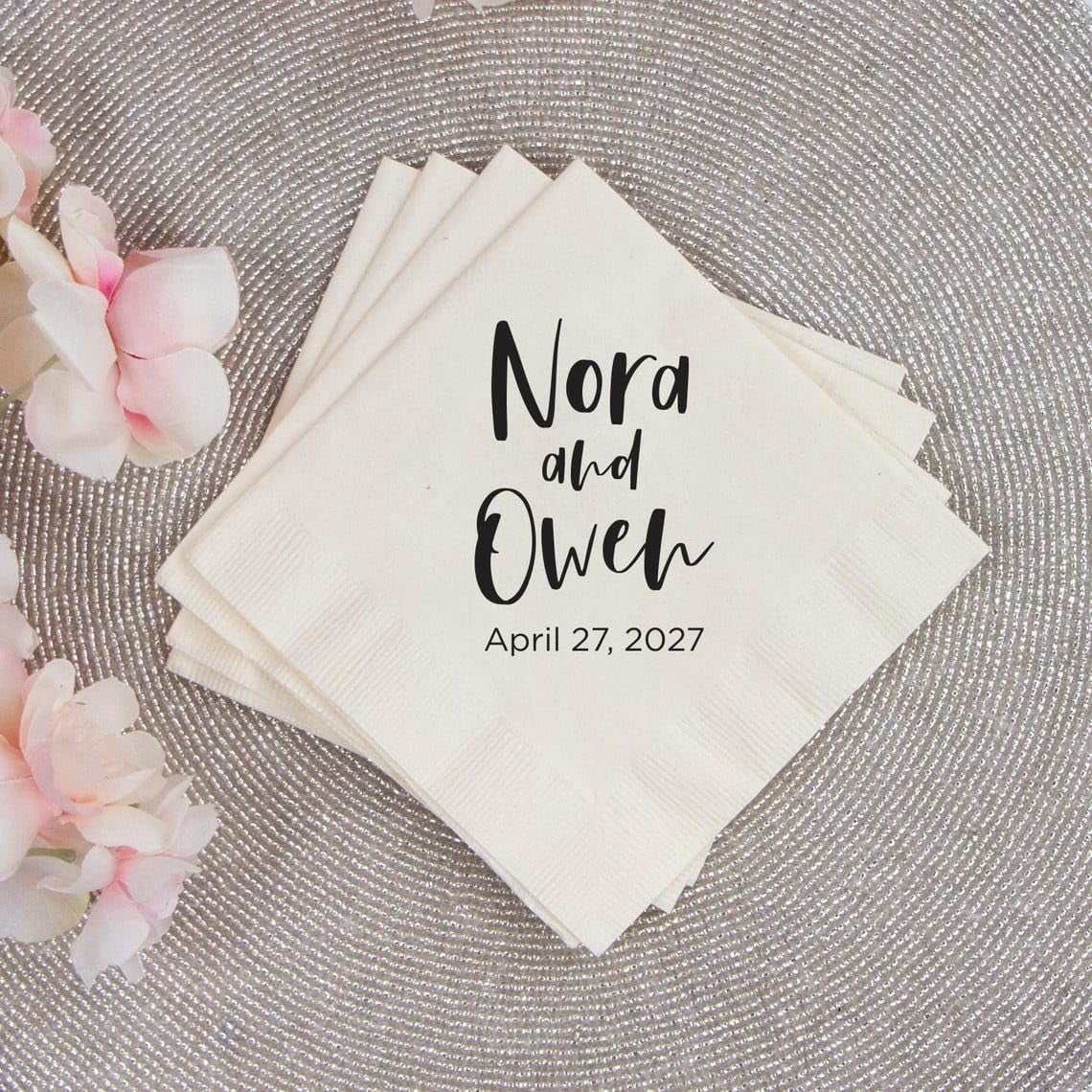 50pcs Personalized Cocktail Napkins, custom Wedding Paper Napkins ...