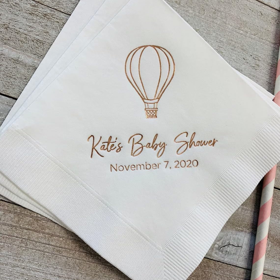 50pcs Personalized Name Hot Air Balloon Party Napkins Disposable Custom ...