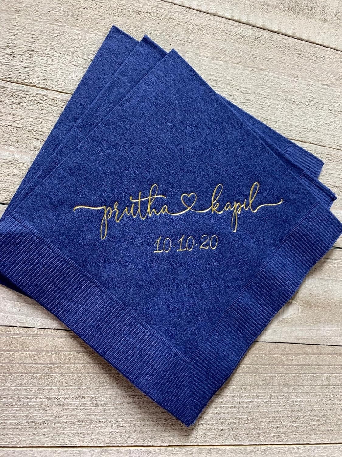 50pcs Personalized Name And Name Wedding Cocktail Napkins Heart ...