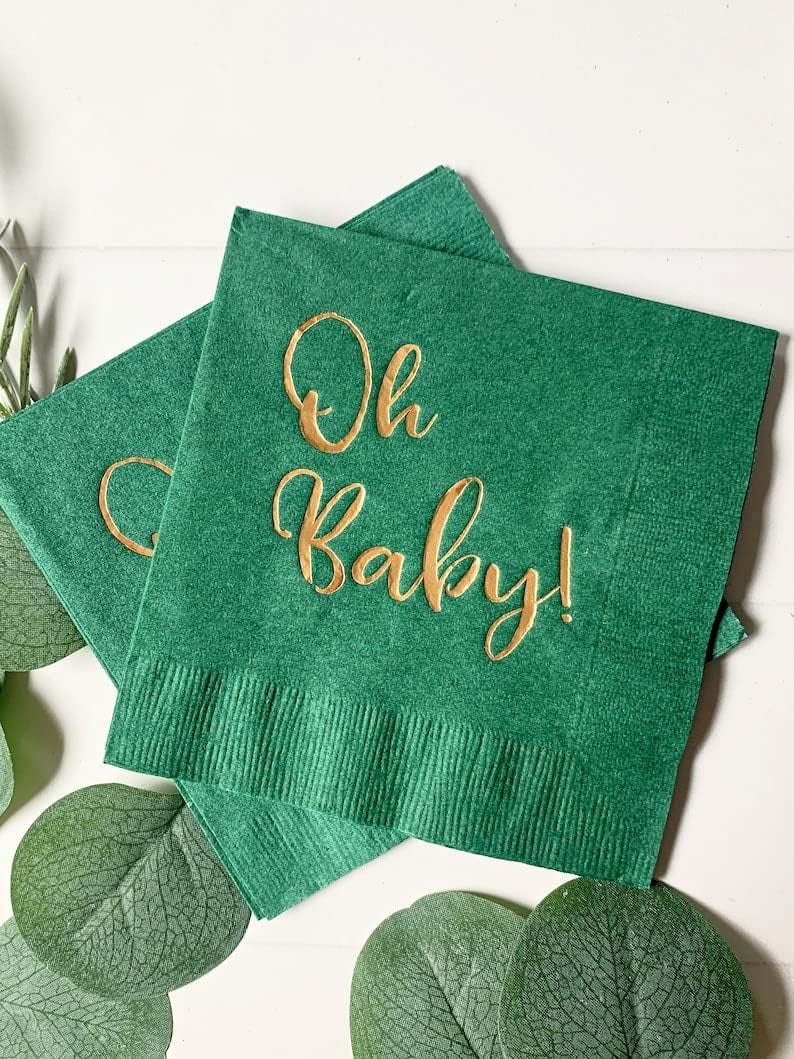 50pcs Personalized Napkins Name Photo Oh Baby! Baby Shower Cocktail ...