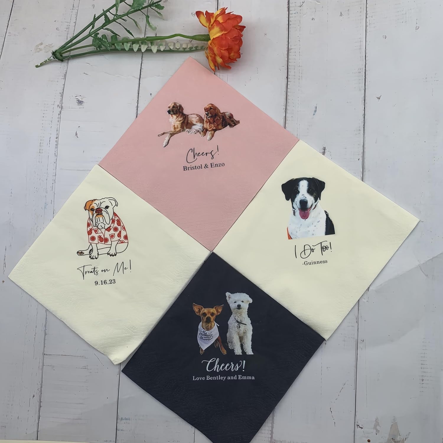 50pcs Personalized Pet Dog Cat cocktail Napkins, bar party napkins ...