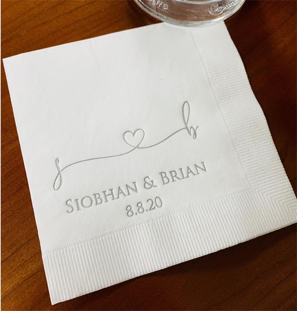 50pcs Personalized Wedding Napkins Personalized Heart Connected ...
