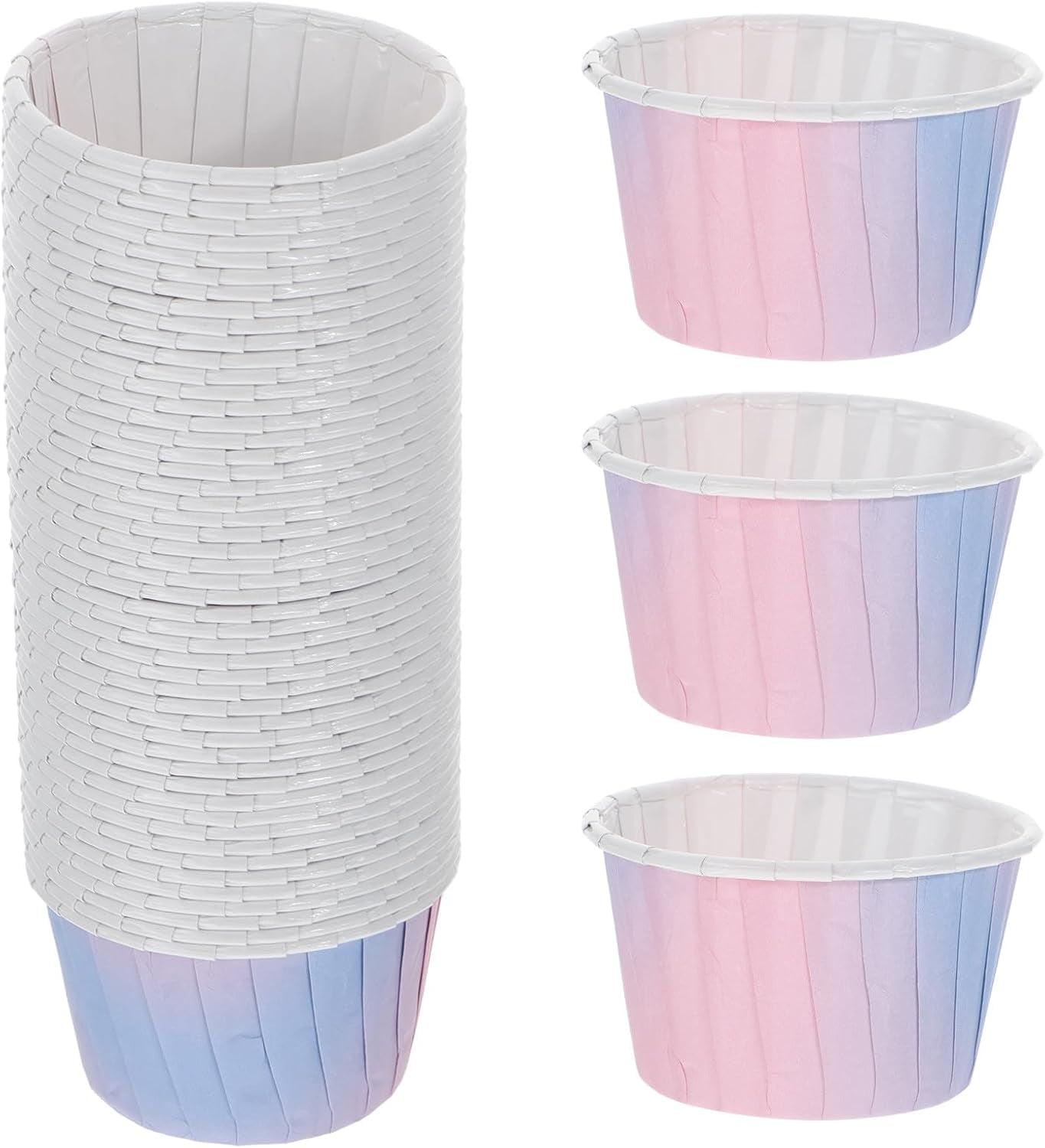 50pcs Pink Blue Gradient Cupcake Paper,Muffin Baking Cups, Oven Safe ...